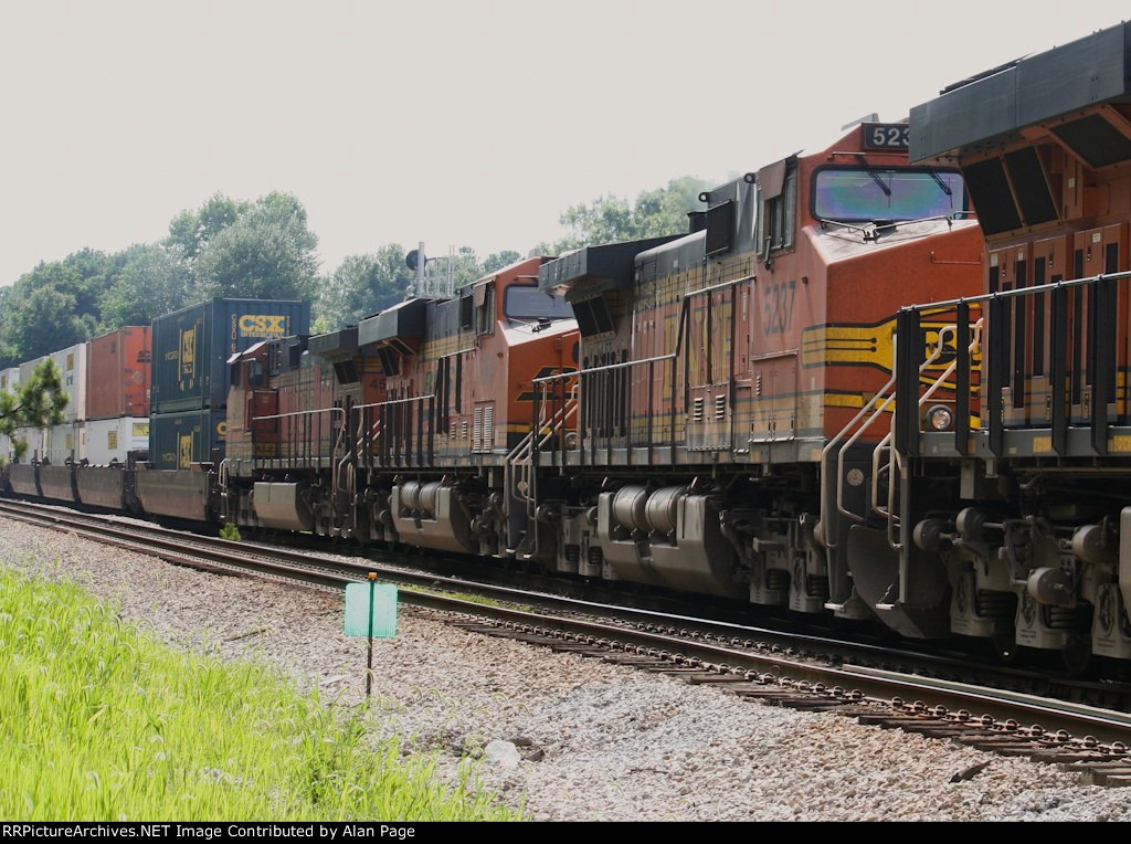 BNSF 7120, 5237, 8104, and 4590 get the green, generate some smoke, and roll out